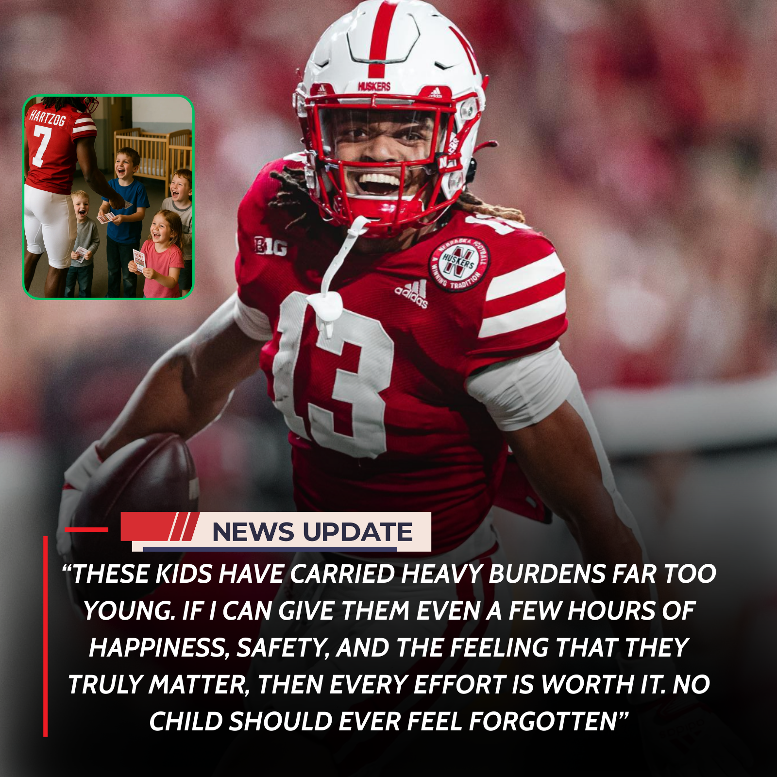 Nebraska defensive back Malcolm Hartzog shocked everyone by giving free ...