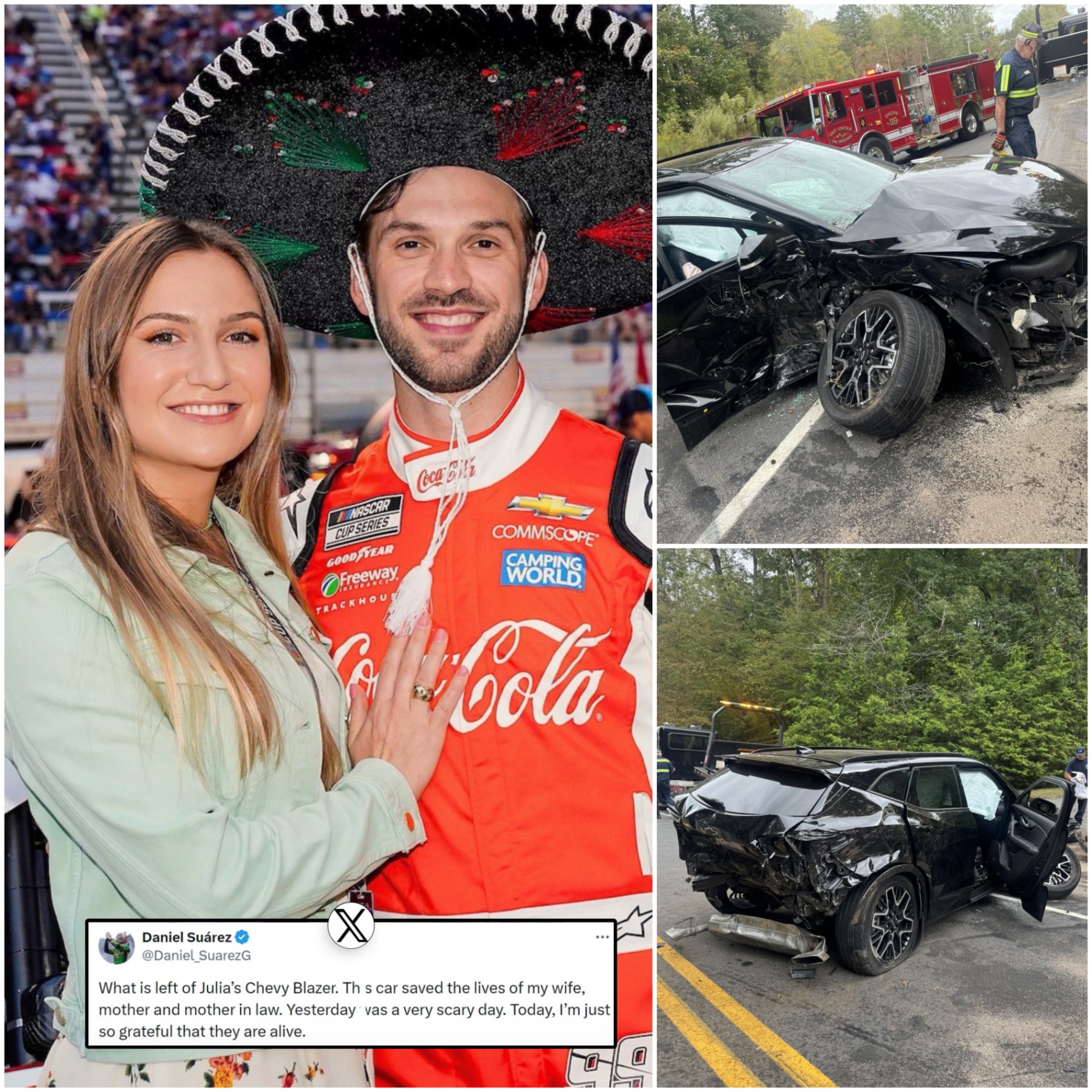 NASCAR Star Daniel Suárez Opens Up About Terrifying Family Car Accident ...
