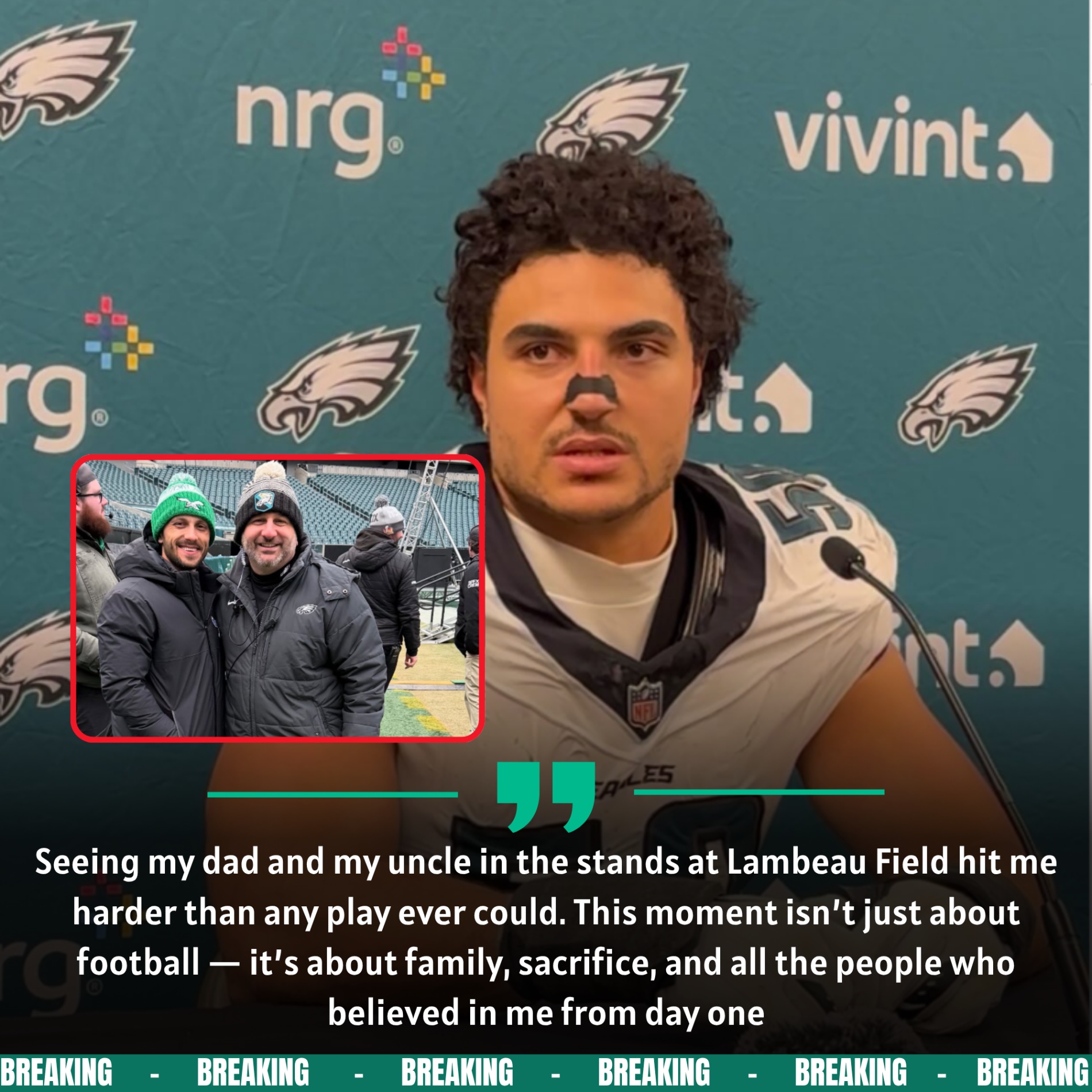 BREAKINGNEWS: Jaelan Phillips emotional Eagles debut at Lambeau Field ...